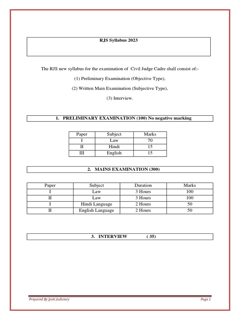 RJS New Syllabus 2023 | PDF | Justice | Crime & Violence