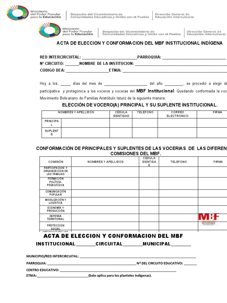 Acta de Elección del MBF Indígena | PDF | Gobierno