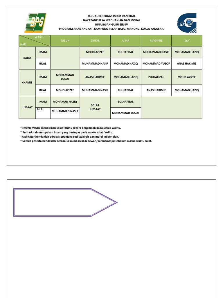 Jadual Bertugas Imam Dan Bilal | PDF