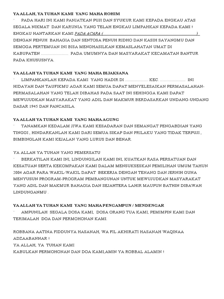 Doa Pembukaan Acara Formal | PDF