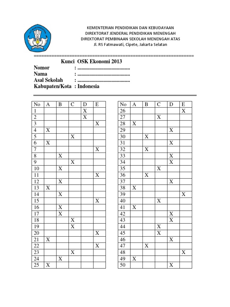 OSK Ekonomi 2013 - Solusi | PDF
