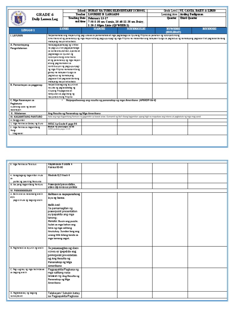 DLL Ap Week 1 Q3 2022-2023 | PDF