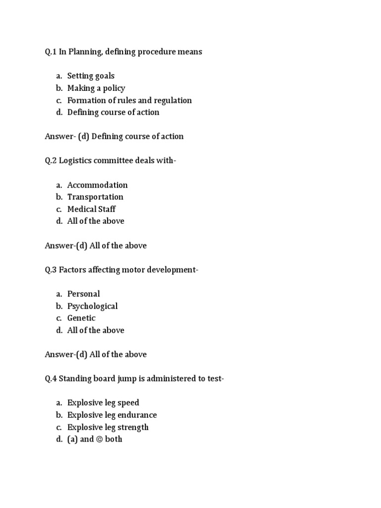 Physical Education Class 12th Answer Key For Term 1 | Download Free PDF ...