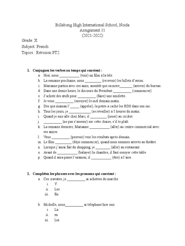 French Assignment 11 2021 | PDF | Arts du langage et discipline