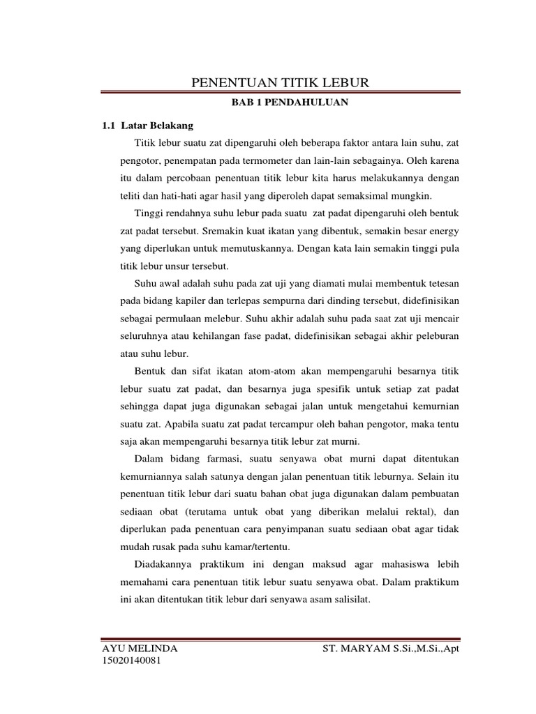 Penentuan Titik Lebur Asam Salisilat | PDF
