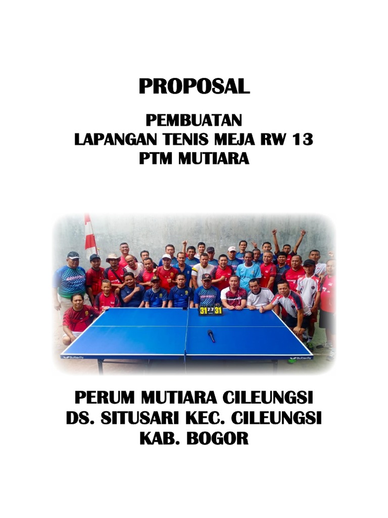 Proposal Sarpras Tenis Meja RW 13 | PDF