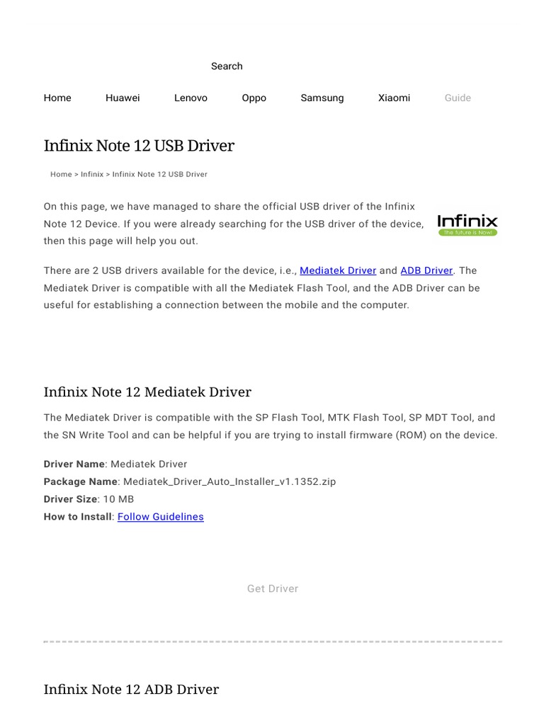 Infinix Note 12 USB Driver For Windows (Official Mobile Driver ...