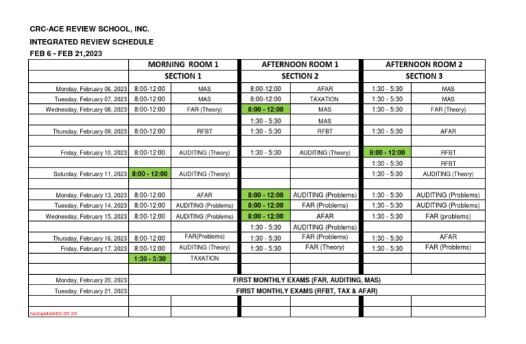 Rtu Schedule Feb 6-21-2023 | PDF