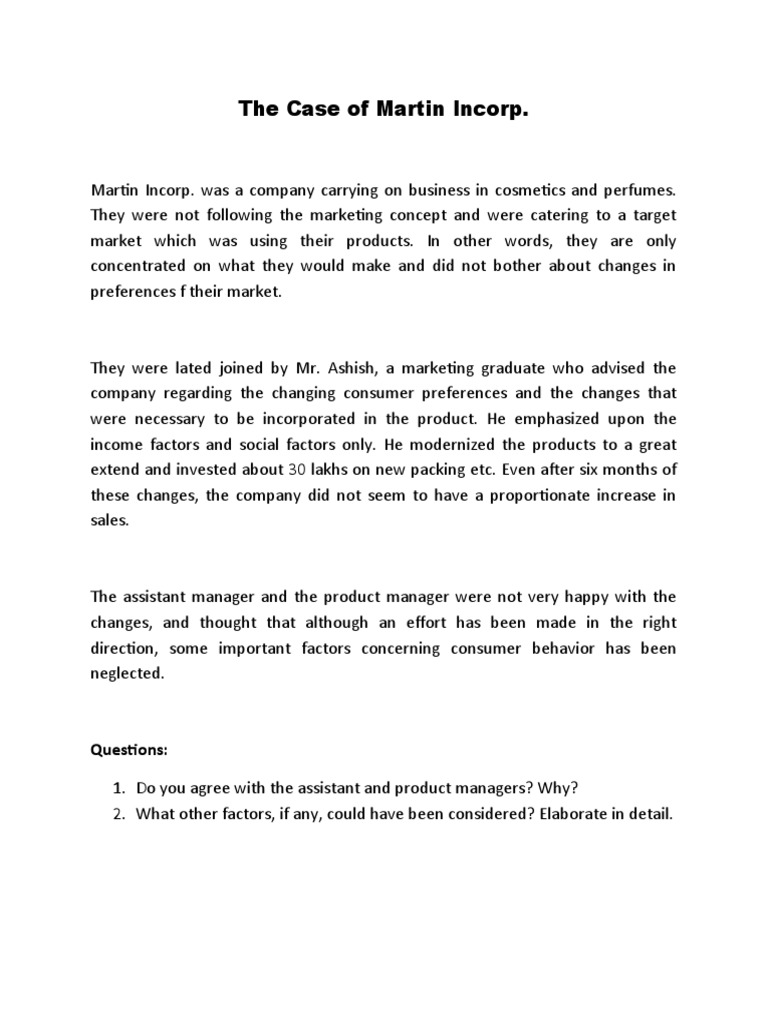 Marketing Challenges at Martin Incorp. | PDF | Finance & Money Management