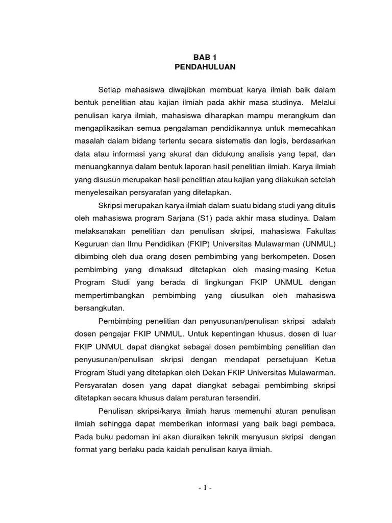 PEDOMAN Penulisan SKRIPSI FKIP UNMUL | PDF