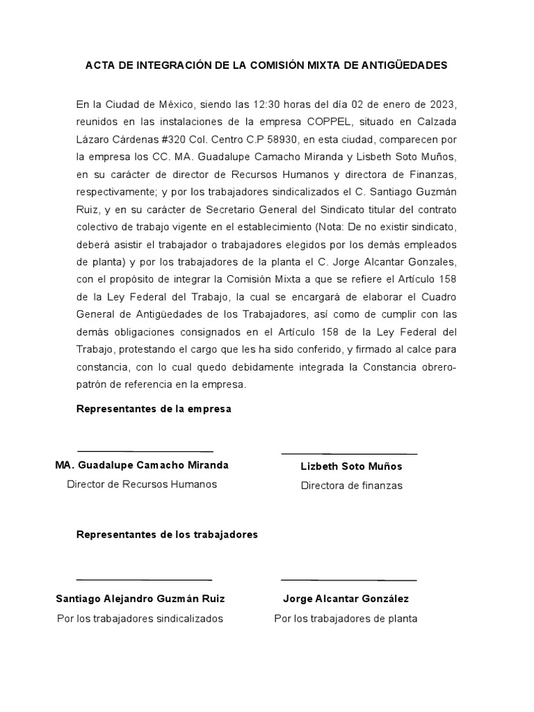 Acta de Integración de La Comisión Mixta de Antigüedades | PDF | Gobierno Acta de Integración de La Comisión Mixta de Antigüedades | PDF | Gobierno