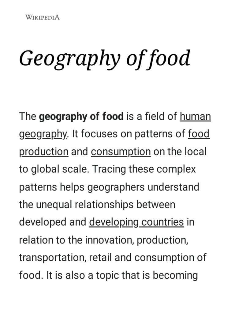 Geography of Food - Wikipedia | PDF | Natural Environment | Food And Drink