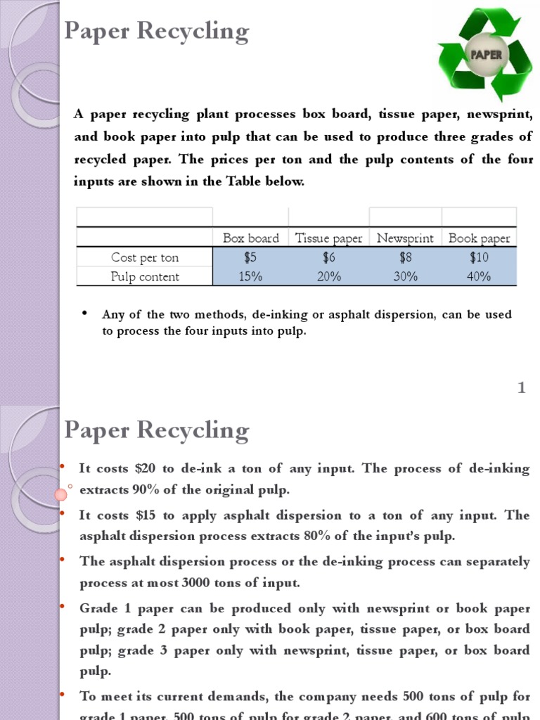 Paper Recycling Problem | PDF | Home & Garden