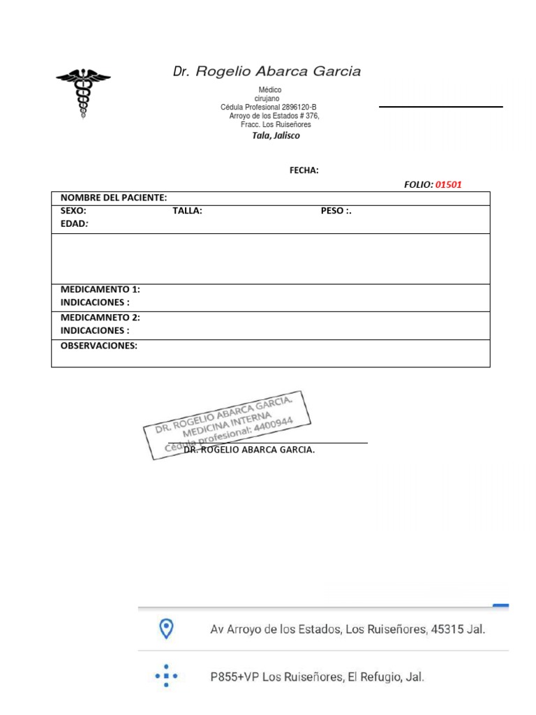 Receta Médica Editable Para Imprimir Pdf