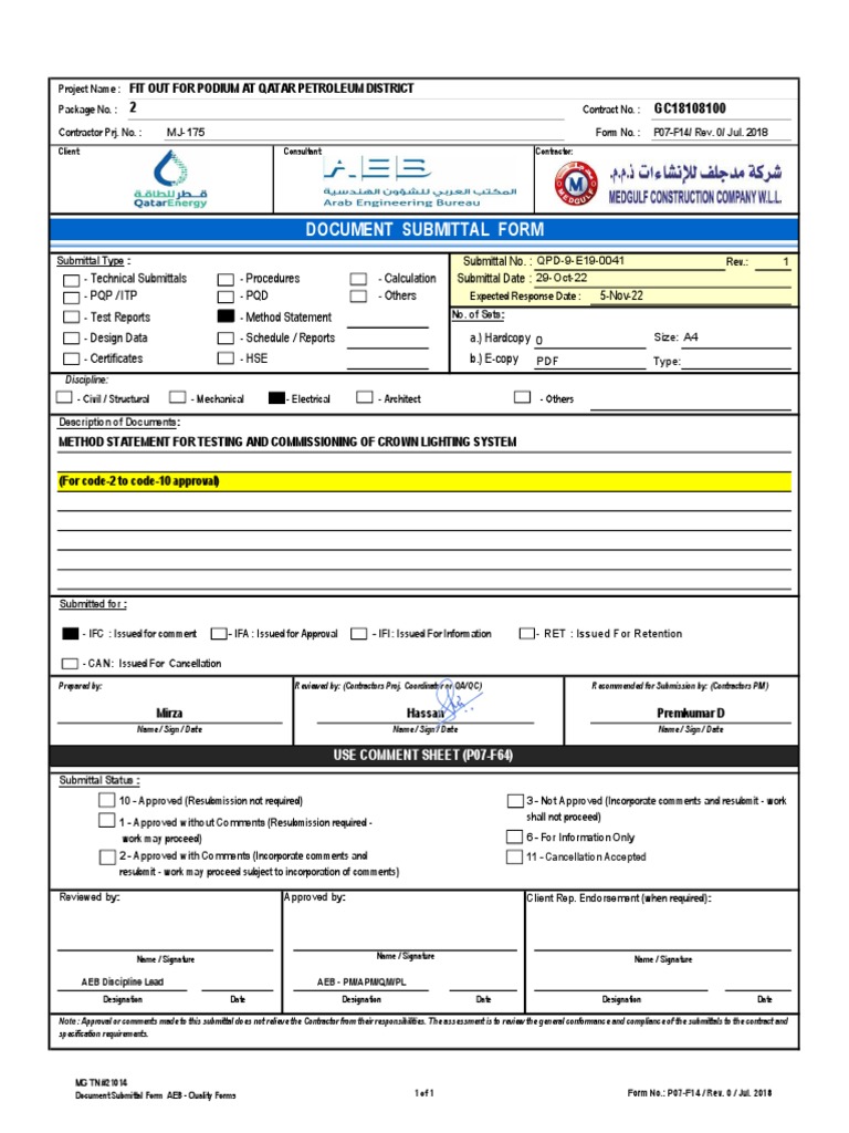 Method Statement for Qatar Petroleum Fit Out | PDF | Personal ...