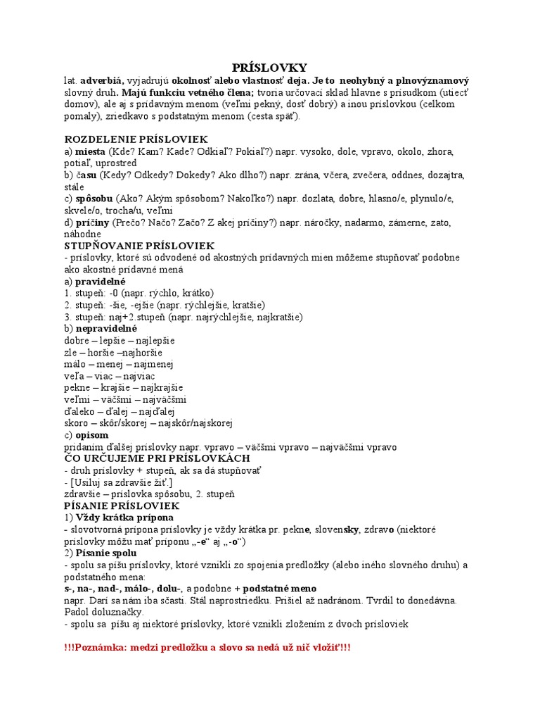 Príslovky | PDF