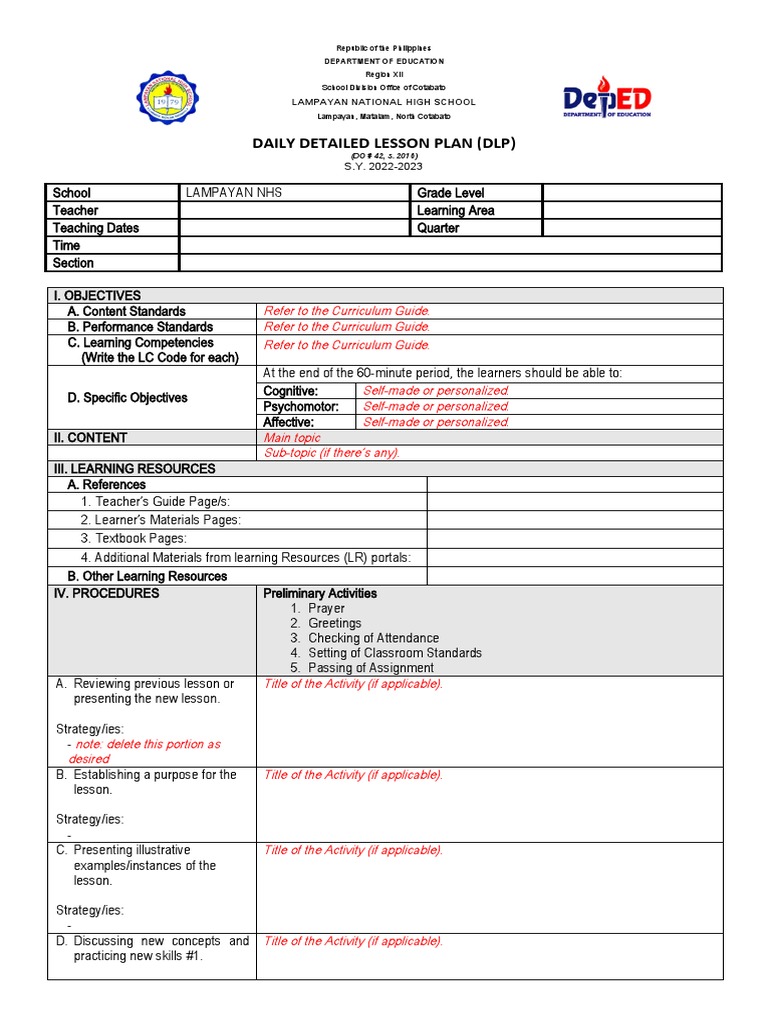 LNHS DLP Template | PDF