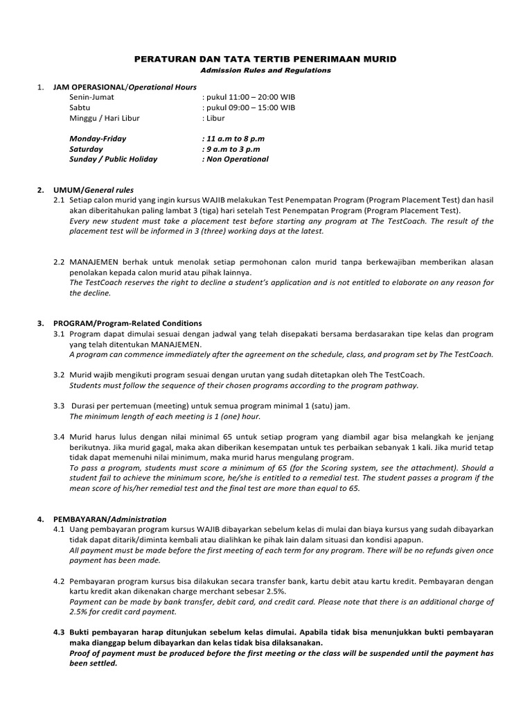 The Test Coach Rules Regulation | PDF