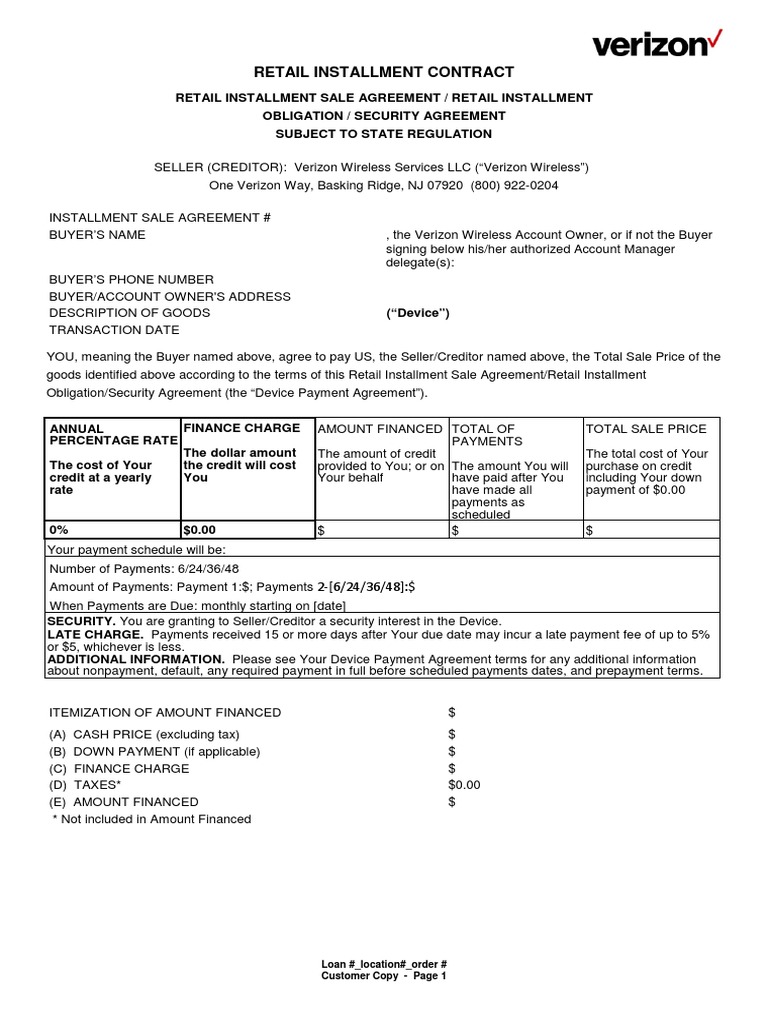 Retail Installment Contract Template | PDF | Credit Card | Repossession