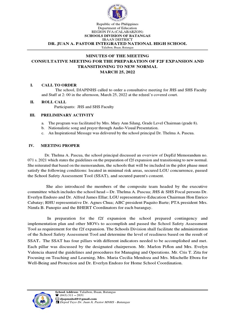 MINUTES OF THE MEETING - Consultative Meeting For The Preparation of ... MINUTES OF THE MEETING - Consultative Meeting For The Preparation of ...