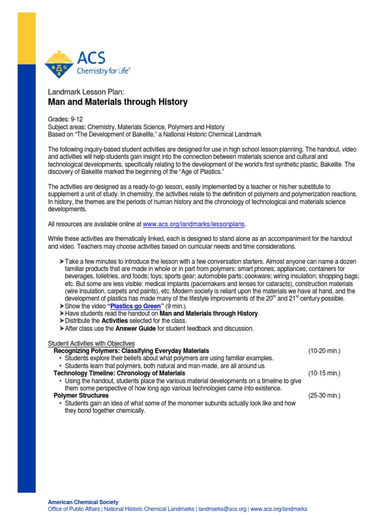 High School Polymer History Lesson | PDF | Polymers | Plastic