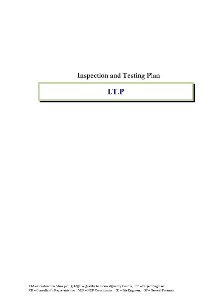 Inspection and Testing Plan | Download Free PDF | Quality Assurance ...