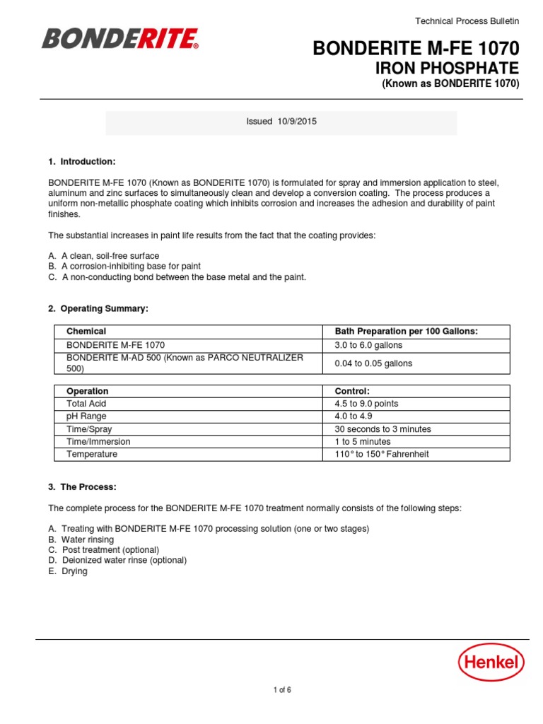 Bonderite M-Fe 1070 (Known As Bonderite 1070) | PDF | Ph | Titration