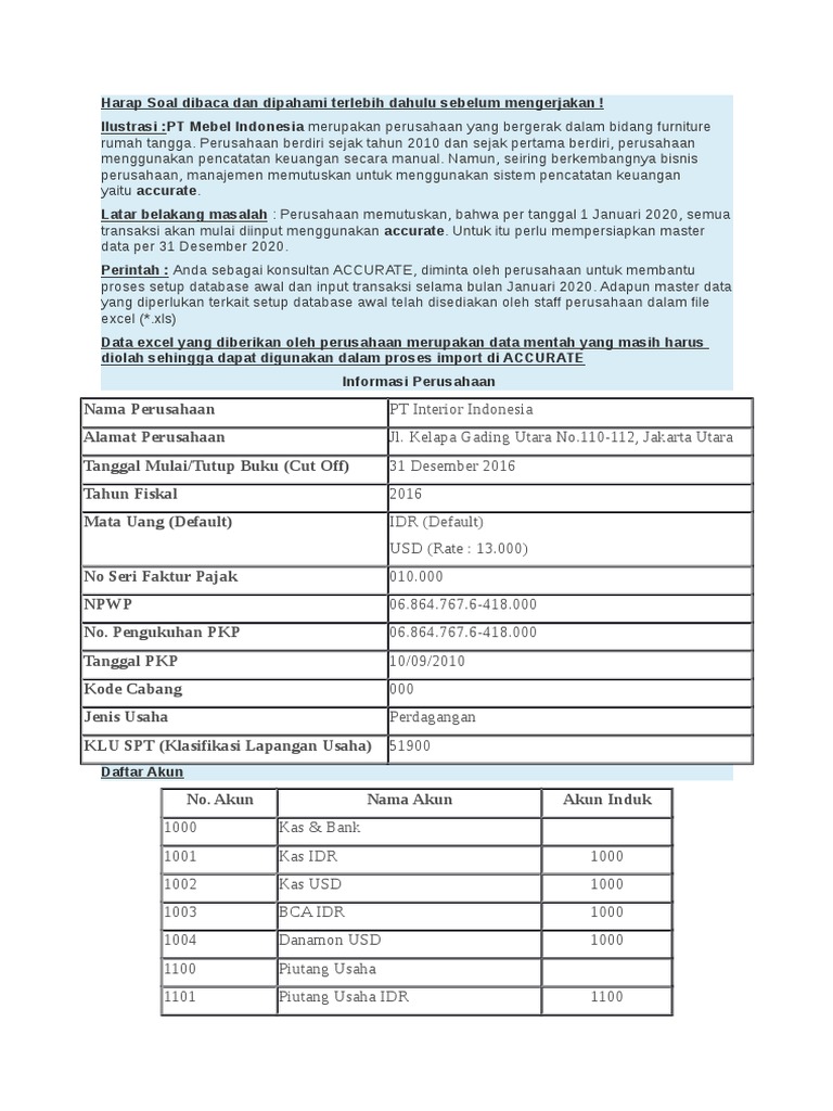 SOAL ACCURATE Kuis | PDF