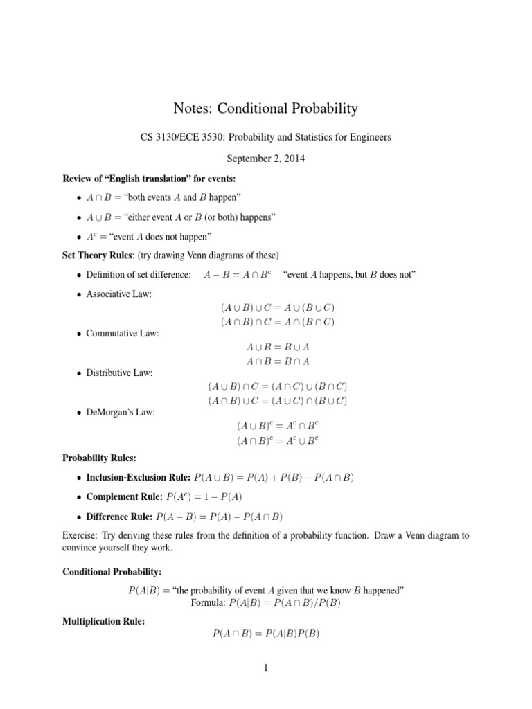 L02 ConditionalProbability | PDF | Probability And Statistics | Mathematical Concepts