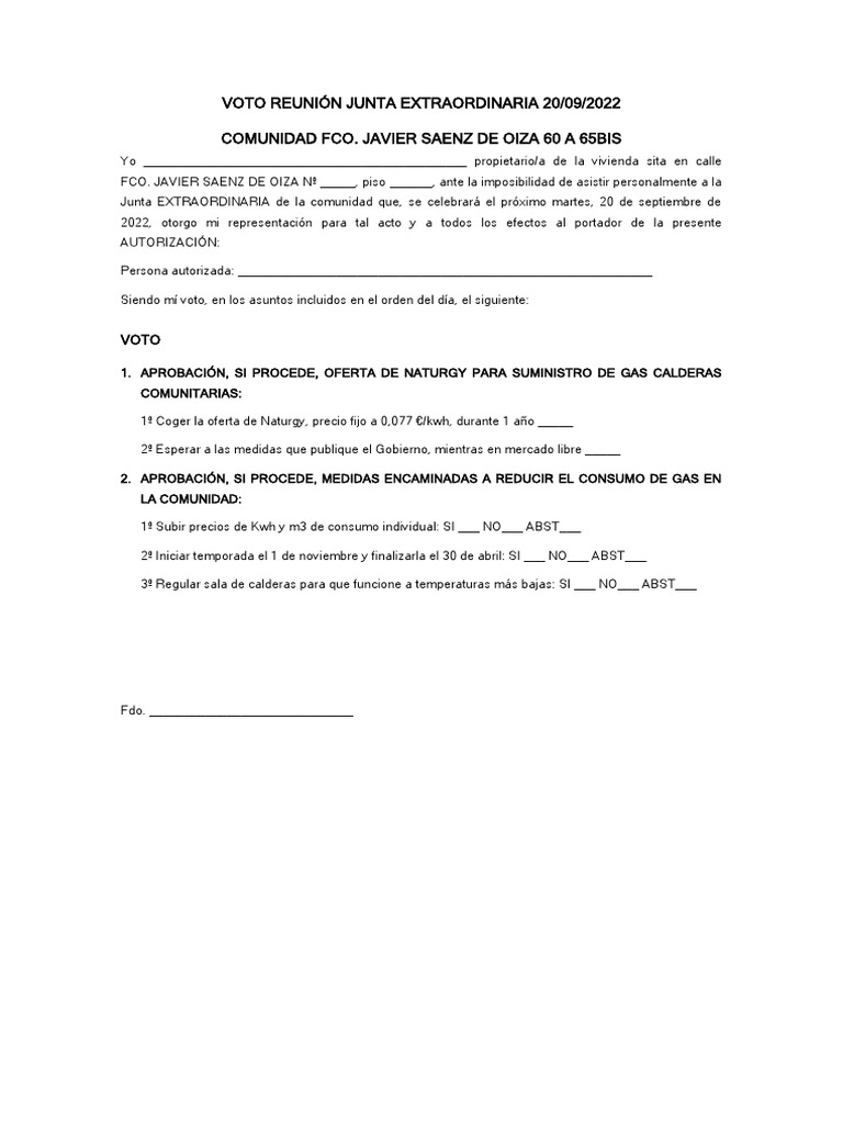 Hoja Delegacion Voto | PDF