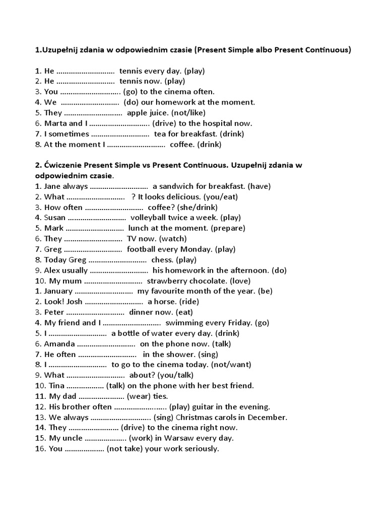 Present Simple Czy Present Continuous | PDF