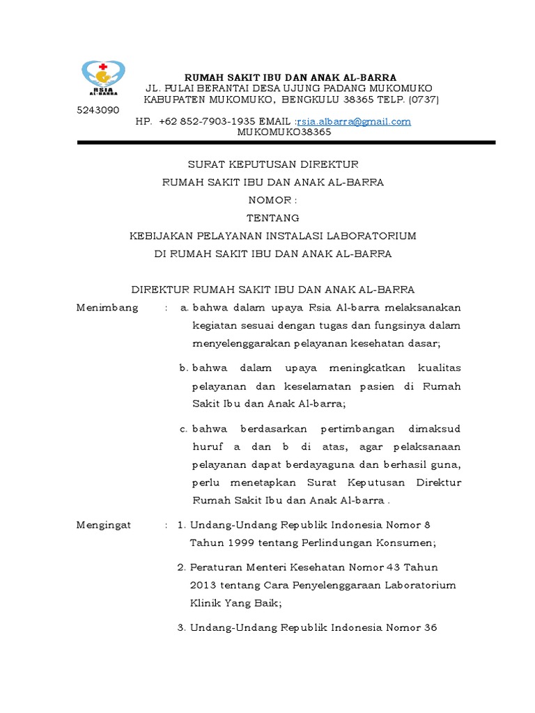 8 1 SK Pelayanan Laboratorium SK Payung | PDF