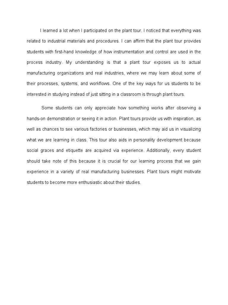 Learnings About Plant Tour | PDF