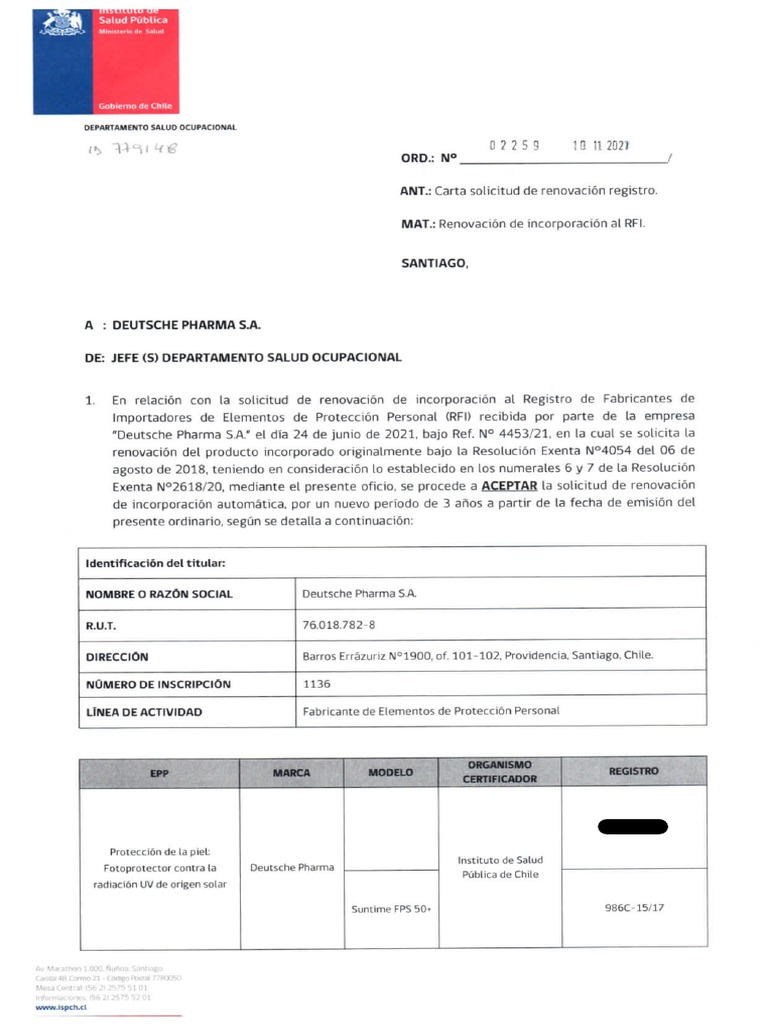 2021-11 Renovación EPP SUNTIME | PDF