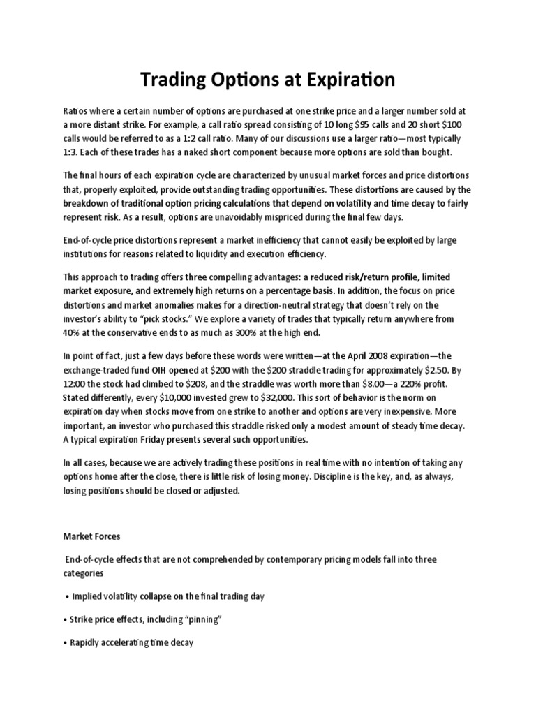 Trading Options at Expiration | PDF