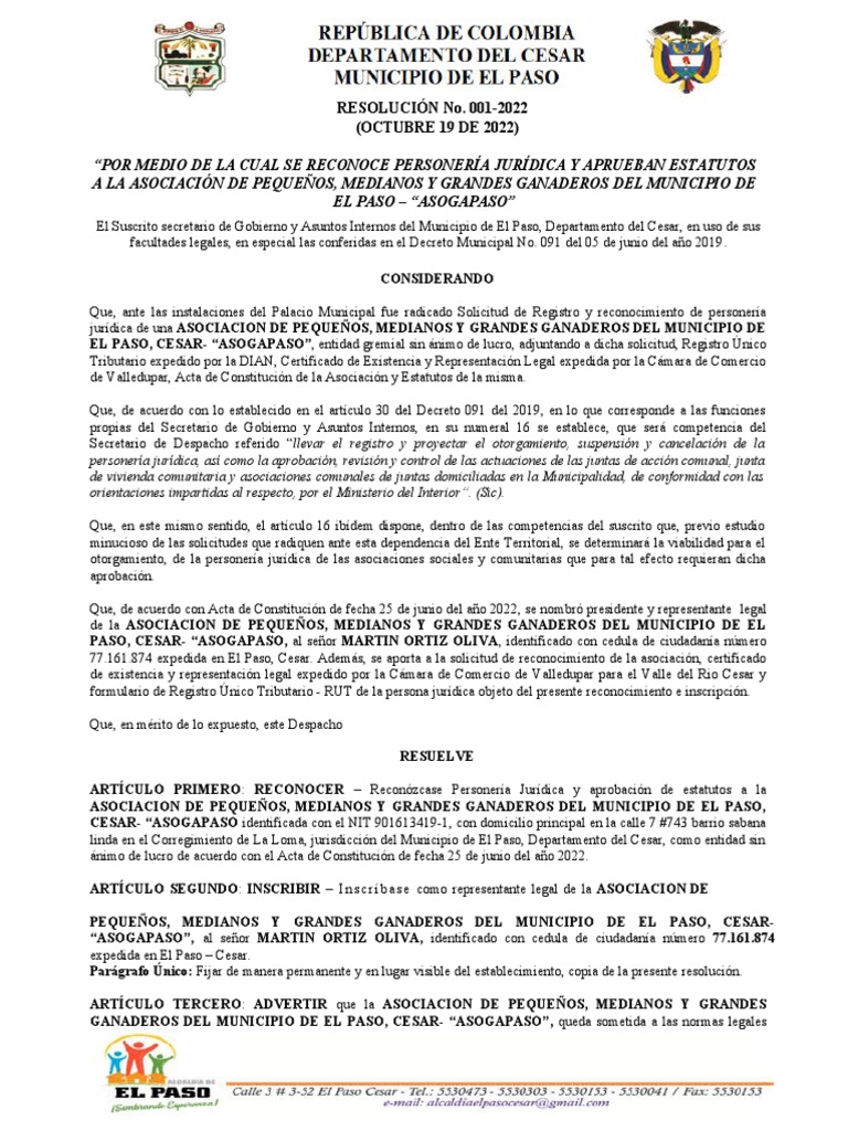 Resolucion 01. | PDF | Gobierno | Justicia