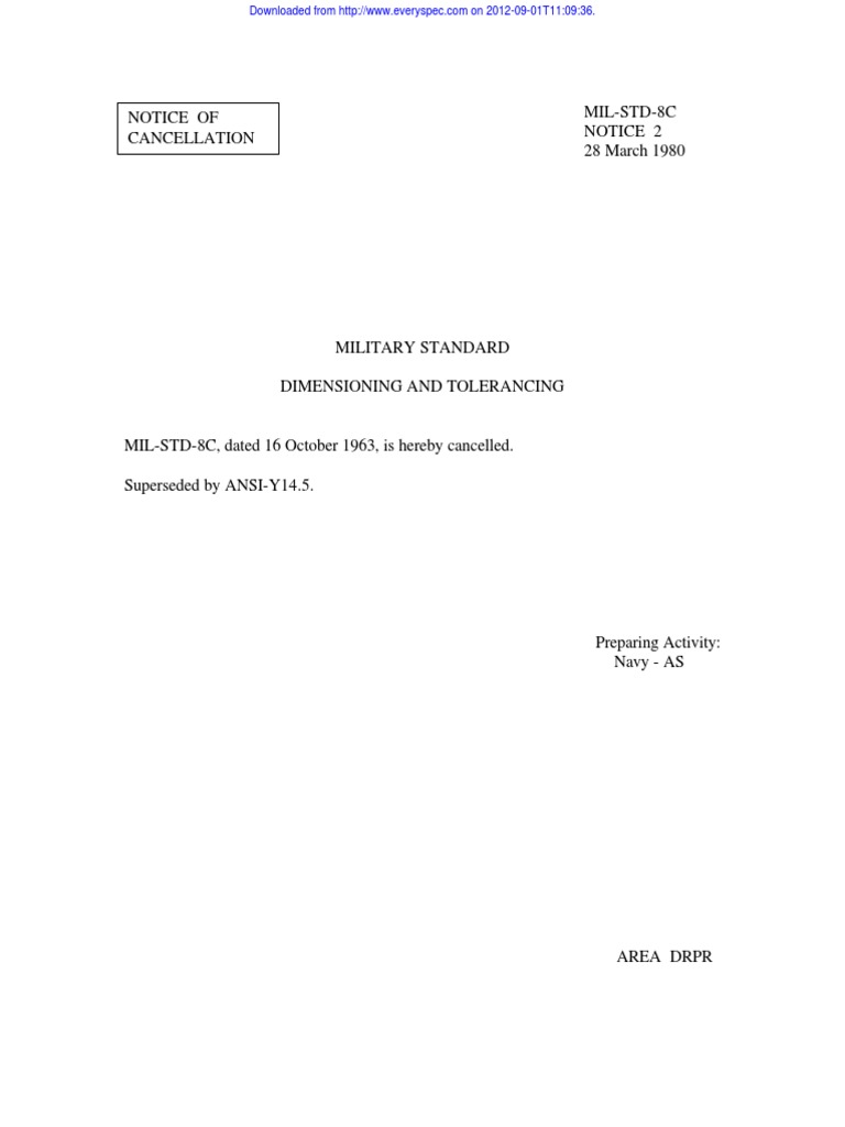 Mil-Std-8c Notice 2, Military Standard Dimensioning and Tolerancing 28 ...