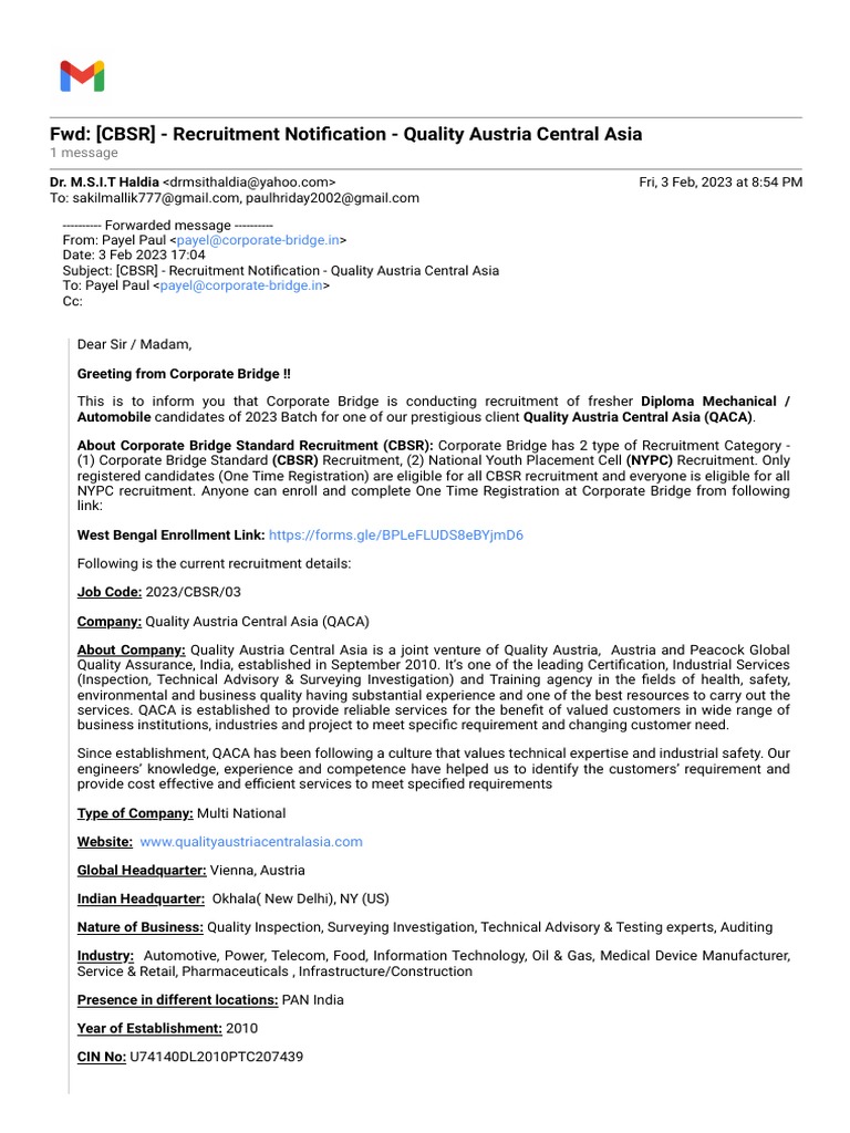 Recruitment Notification - Quality Austria Central Asia | PDF ...