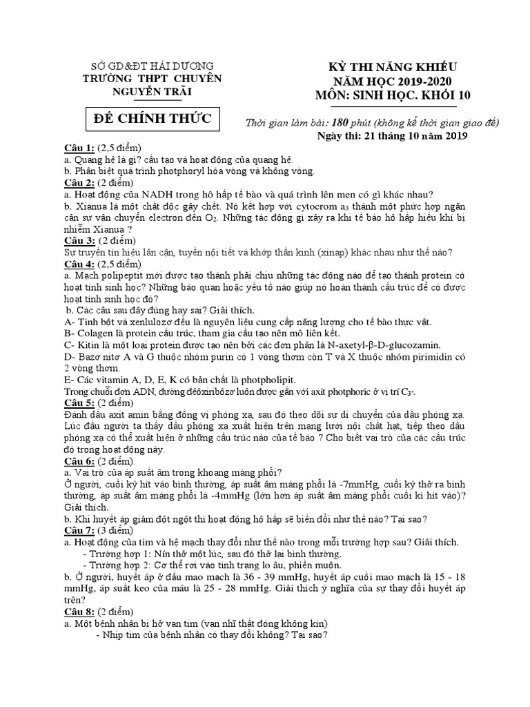 10sinh nkl2 2019 20 | PDF