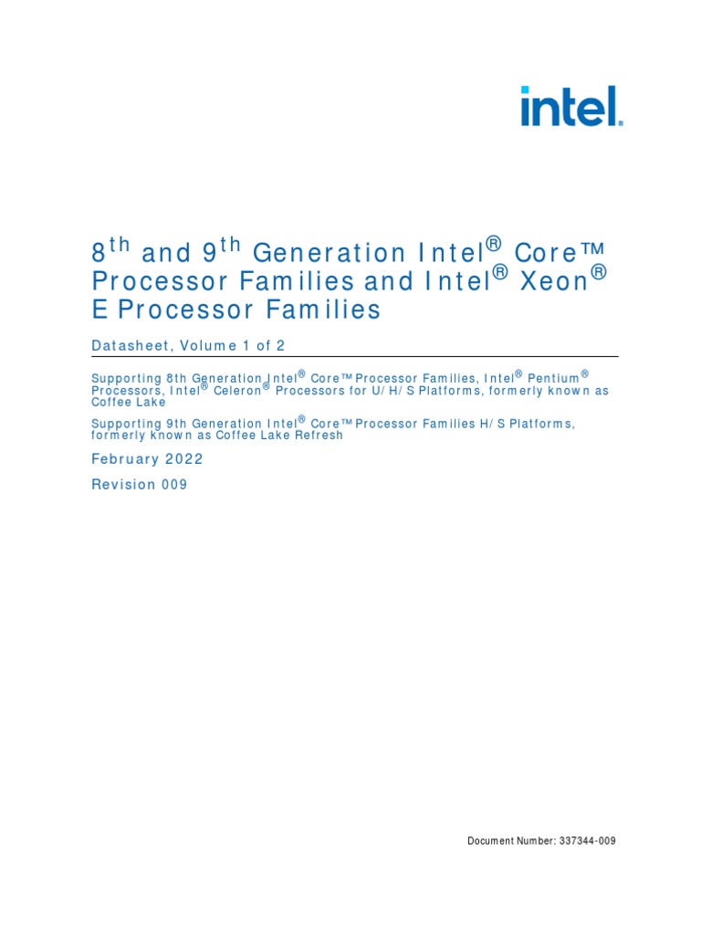 8th Gen Core Family Datasheet Vol 1 Rev009 | PDF | Computers ...