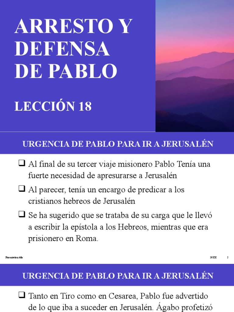 Arresto y Defensa de Pablo en Jerusalén | PDF | Pablo el apóstol | Jesús
