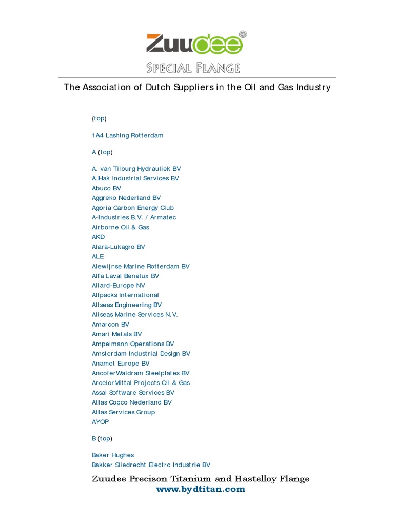 Dutch Oil & Gas Supplier Directory | PDF | Companies | Business
