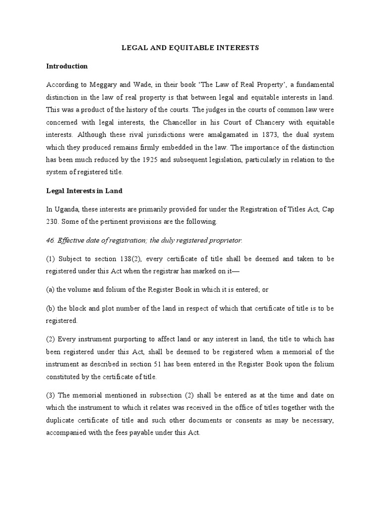 Legal and Equitable Interests | PDF | Leasehold Estate | Title (Property)