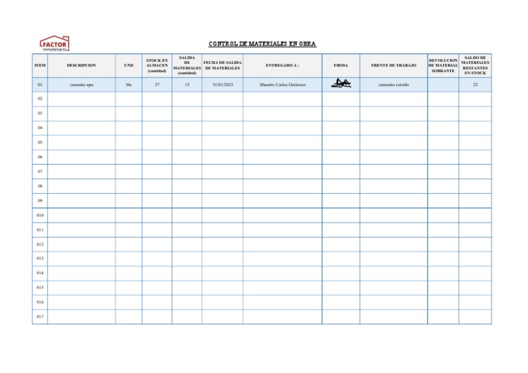Control de Materiales en Obra | PDF