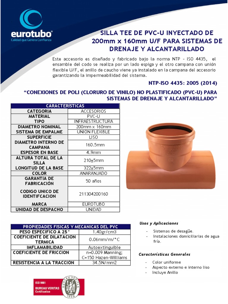Silla Tee PVC-U para Drenaje 200x160mm | PDF | Sector secundario de la ...