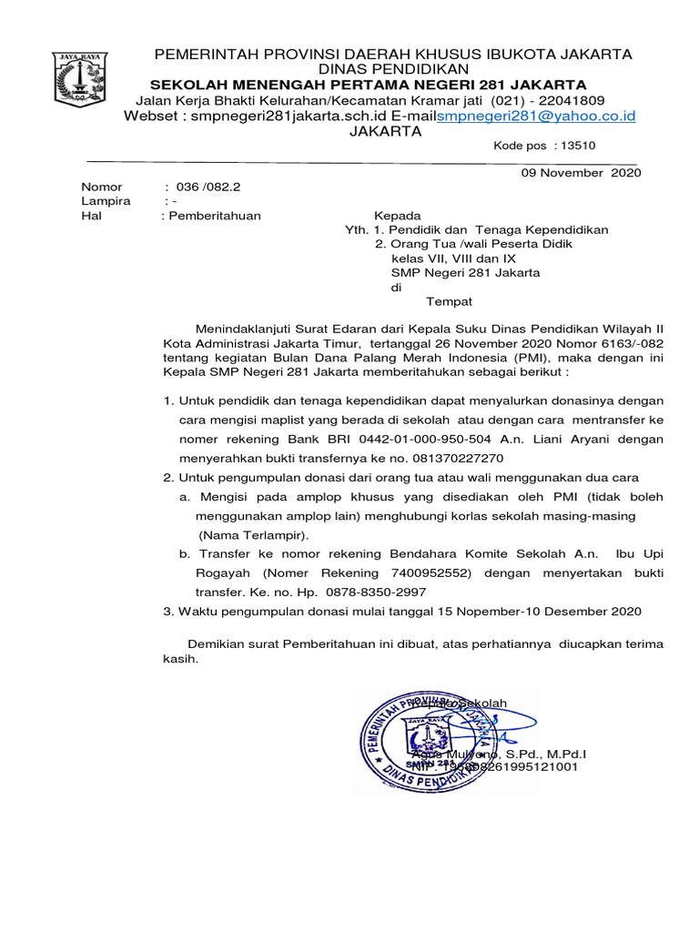Surat Pemberitahuan PMI Pendidik WD | PDF