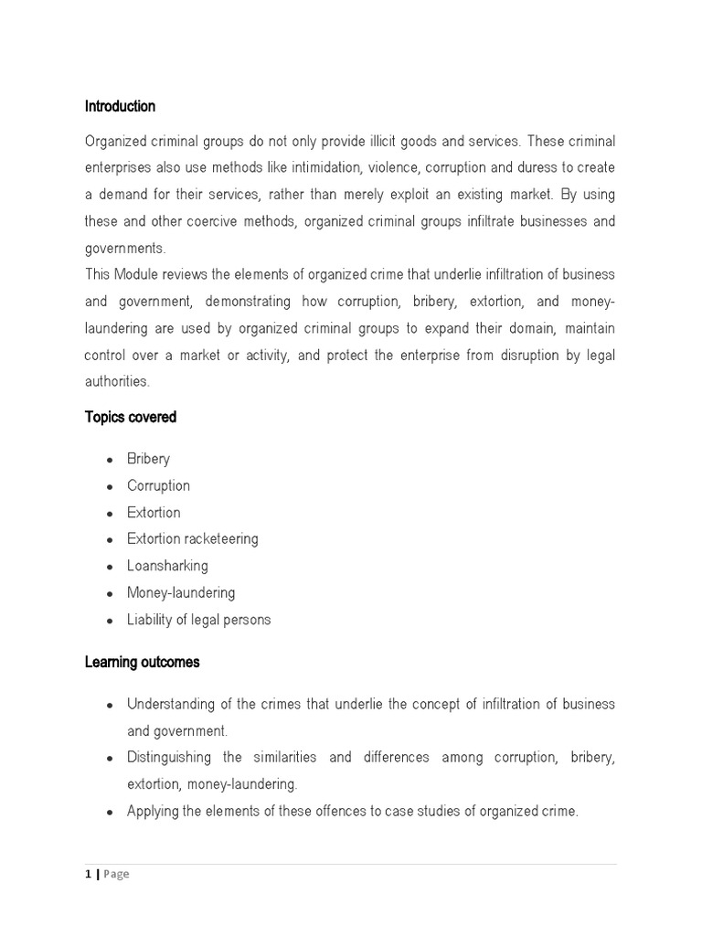 Infiltration of Organized Crime in Business and Goverment | PDF | Money ...