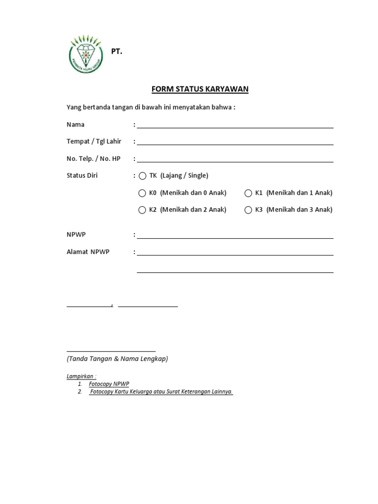 Form Status Karyawan PT | PDF