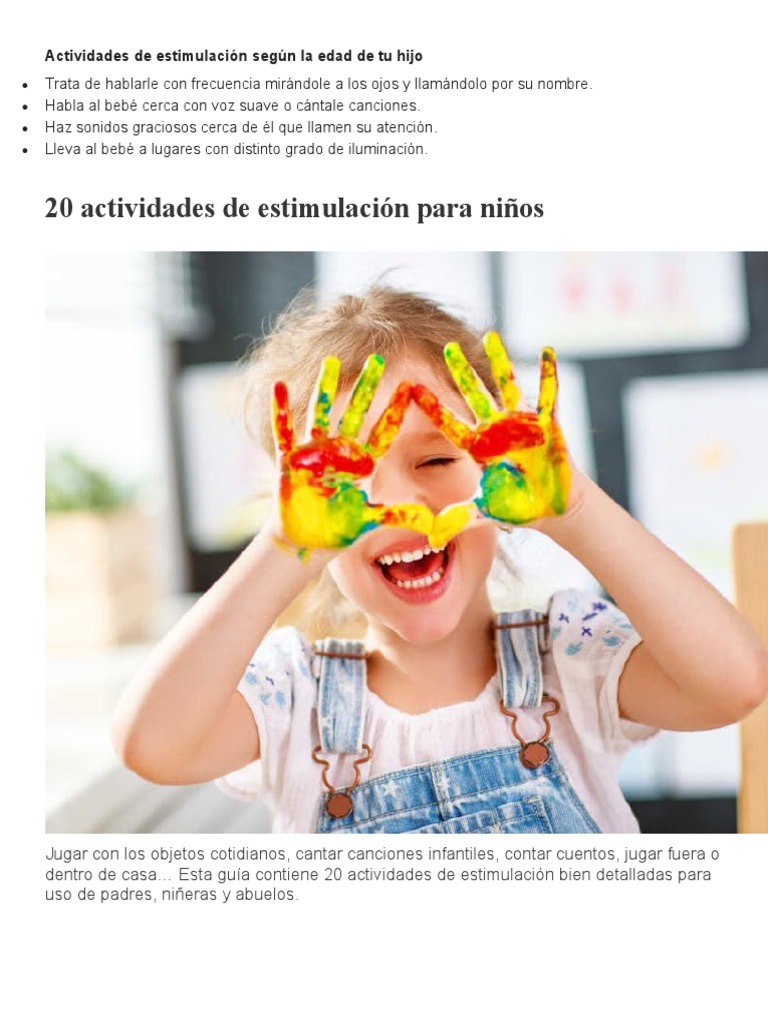 Tema 1 Expos 20 Actividades de La Estimulacion Temprana | PDF | Infancia