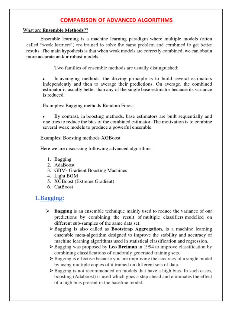 Comparison of Advanced Algorithms | PDF | Machine Learning | Cybernetics Comparison of Advanced Algorithms | PDF | Machine Learning | Cybernetics